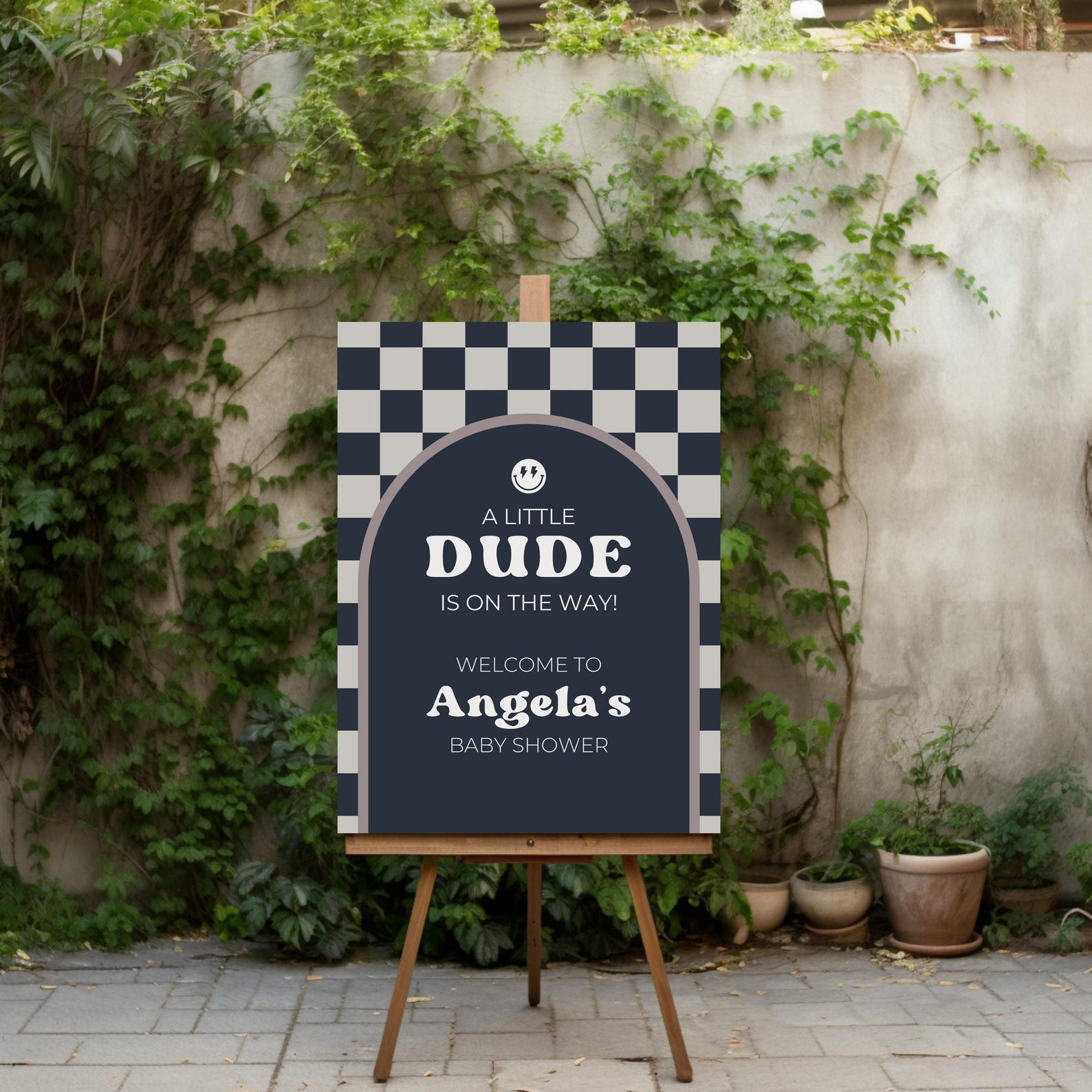 A Little Dude is on the Way Welcome Sign, Editable Baby Shower Sign ...