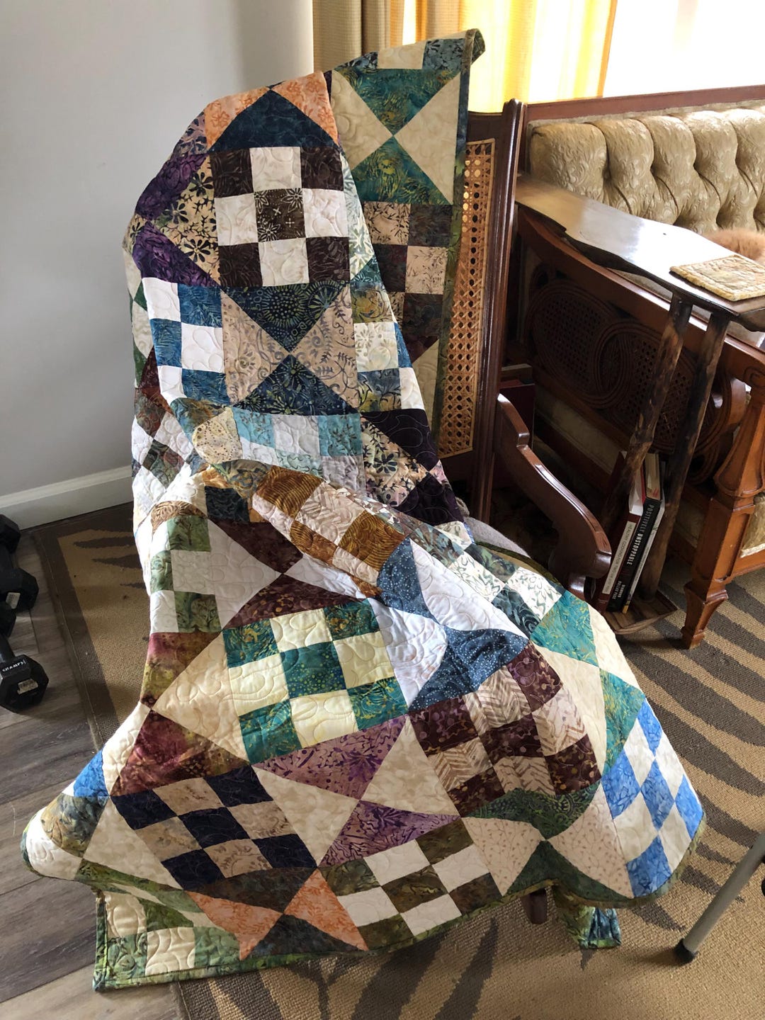 Rustic Earth-toned Throw in Patchwork Pattern - Etsy