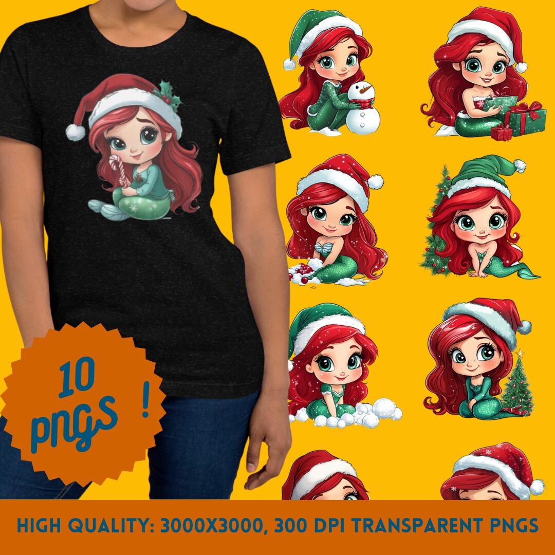 10 PNG Little Mermaid Chibi Digital Design – High Resolution – Instant ...