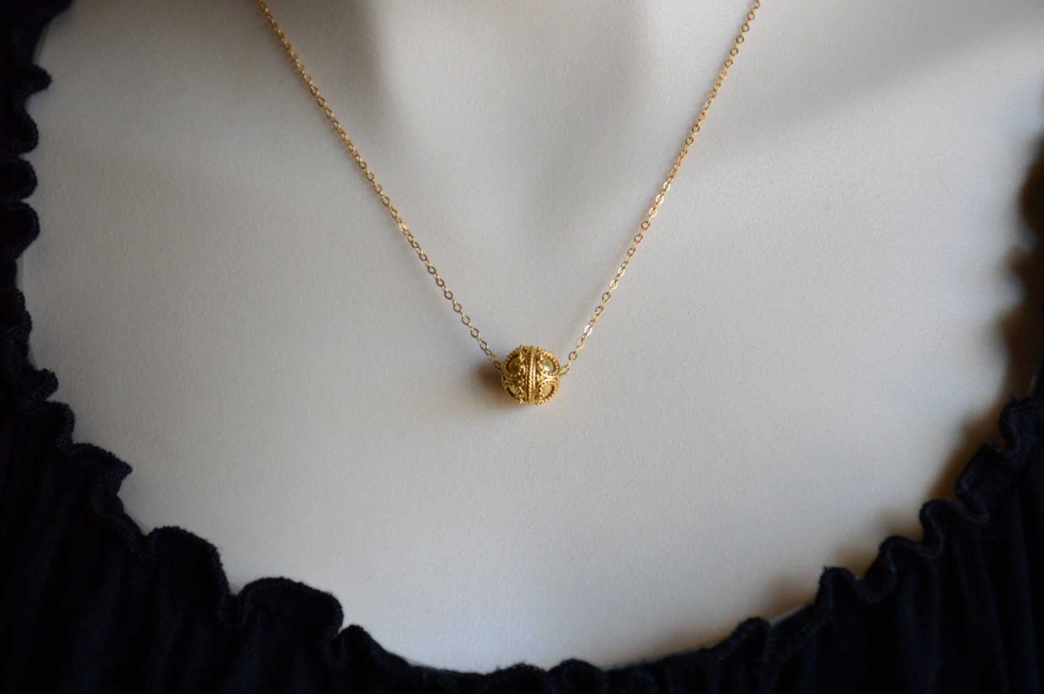 Gold Bali Bead Necklace, Balinese Style Necklace, Bali Ball Necklace - Etsy
