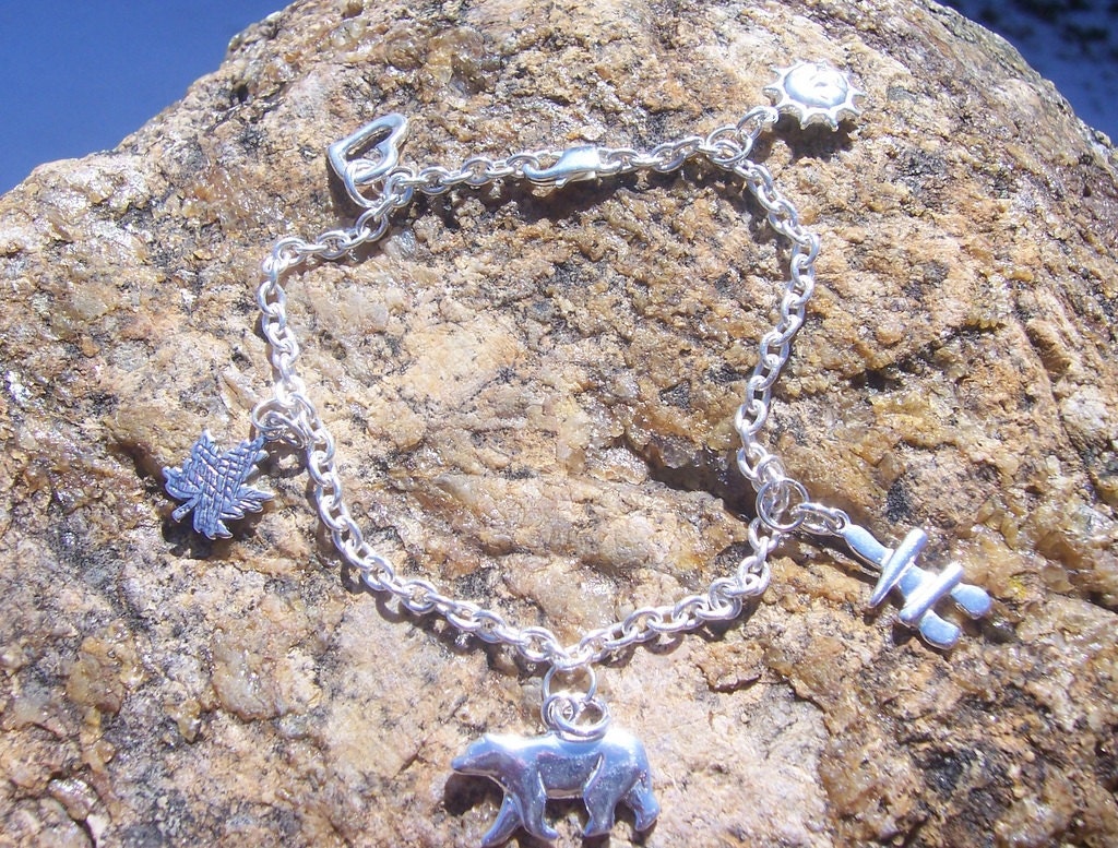 Sterling Silver I Love Canada Charm Bracelet, Maple Leaf Polar Bear ...