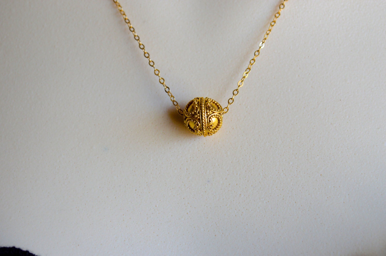 Gold Bali Bead Necklace, Balinese Style Necklace, Bali Ball Necklace - Etsy