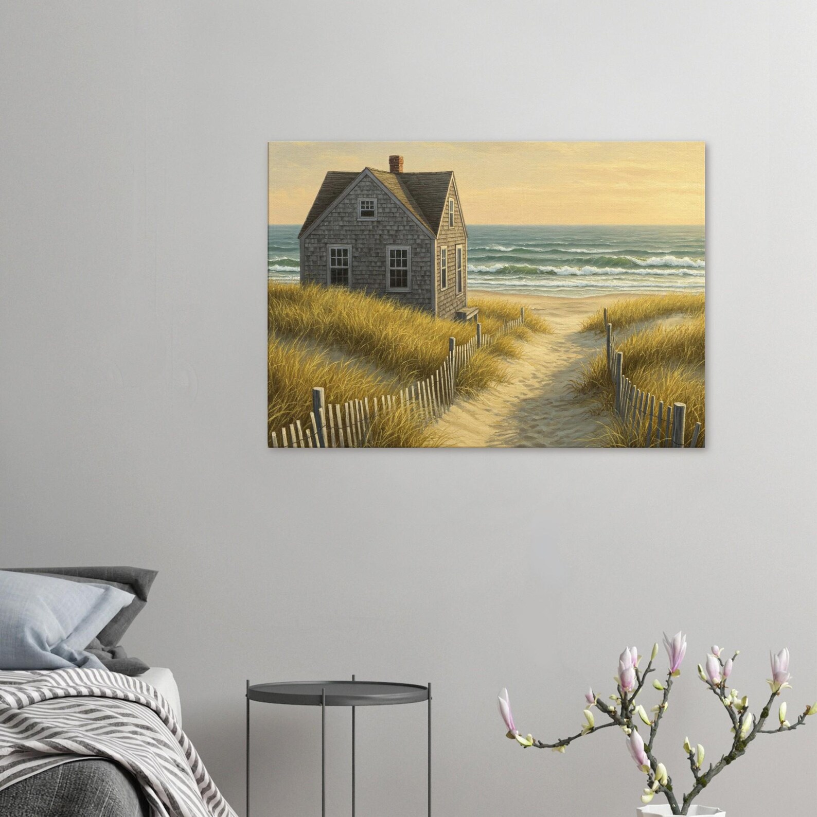 Cape Cod Canvas Art - Rustic Cottage and Sunset - Etsy