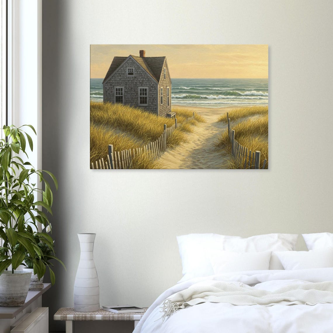 Cape Cod Canvas Art - Rustic Cottage and Sunset - Etsy