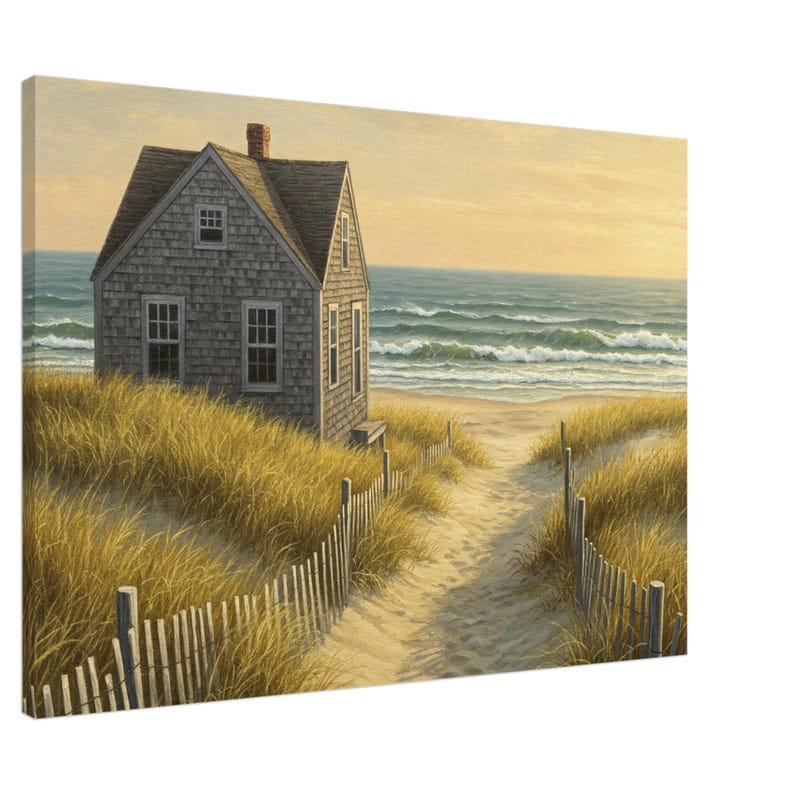 Cape Cod Canvas Art - Rustic Cottage and Sunset - Etsy