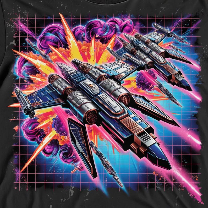 ORIGINAL and UNIQUE Vintage Retro Space Ship Games T Shirt Design PNG ...