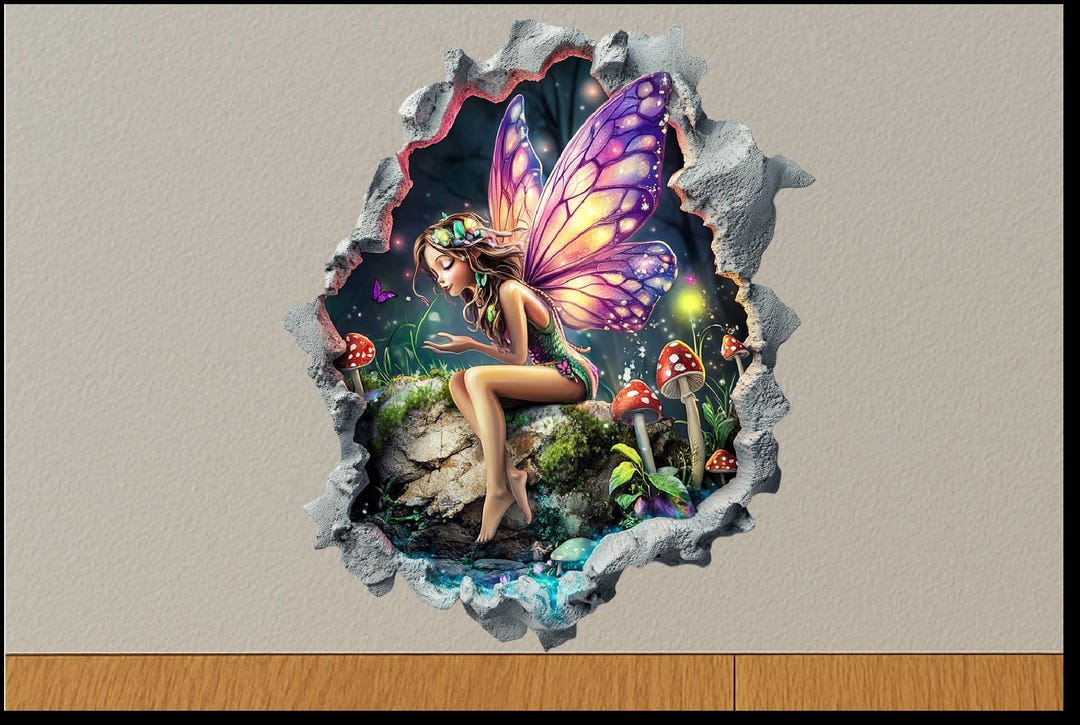 3D Fairy Wall Decal: Enchanted Forest Hole Illusion - Etsy
