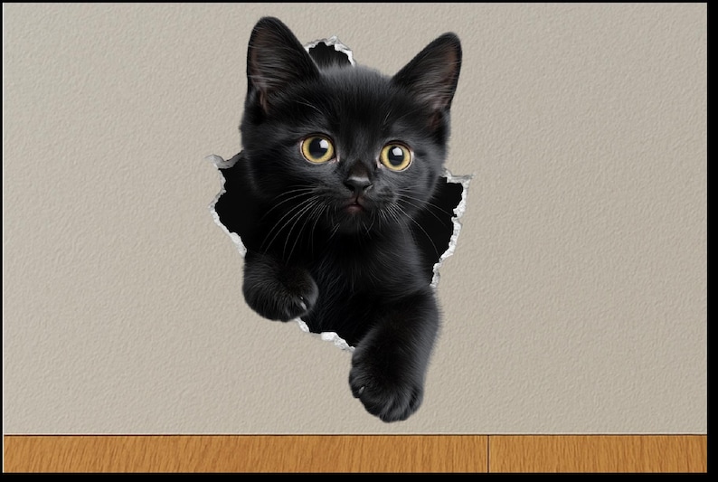 Cat Lover Gift 3D Kitty Wall Sticker Vinyl Baseboard Decoration - Etsy