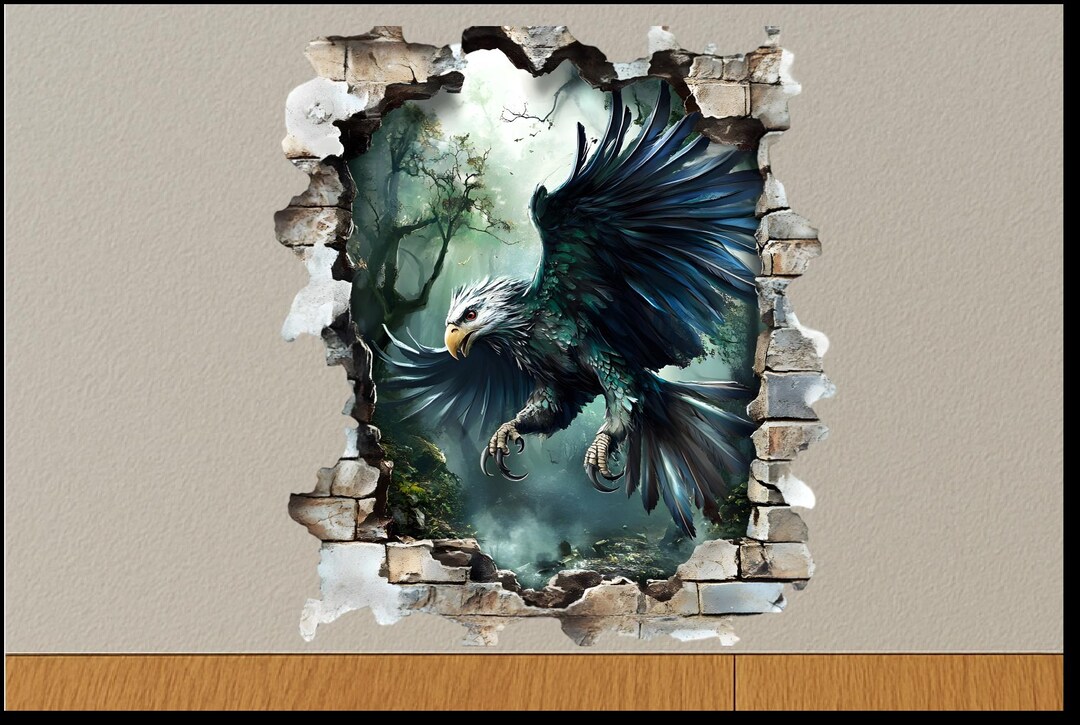 3D Dark Griffin Wall Hole Sticker Fantasy Creature Wall Decor - Etsy