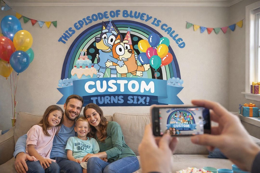 Bluey Birthday Sign | Custom Party Backdrop | Boys Vinyl Sign | This ...