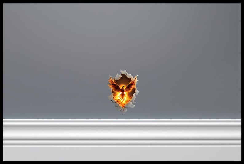 3D Phoenix Fire Wall Hole Sticker Fantasy Flame Wall Decor - Etsy Australia
