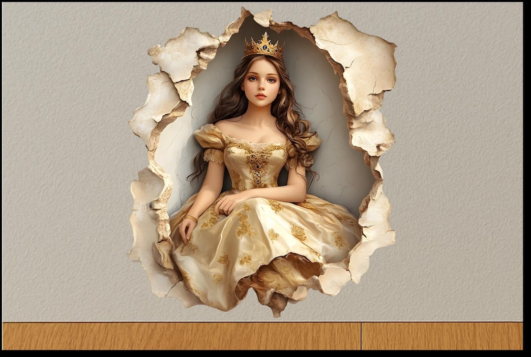 3D Elegant Princess Portrait Wall Hole Sticker Fantasy Decor - Etsy