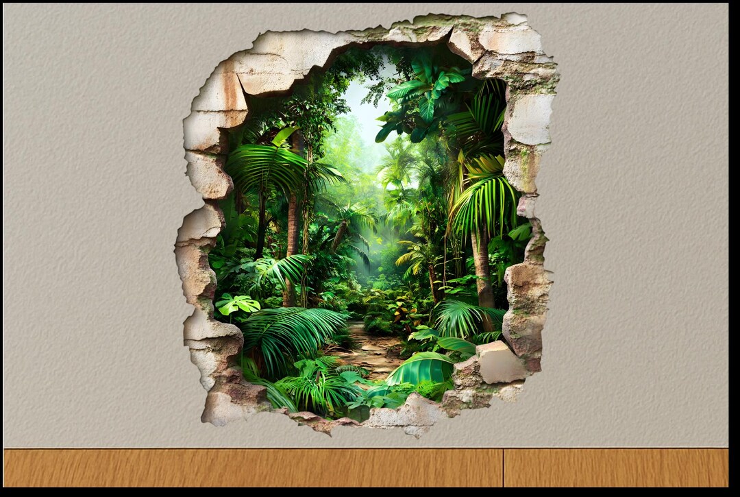 3D Jungle Wall Hole Sticker Fantasy Rainforest Wall Decor - Etsy