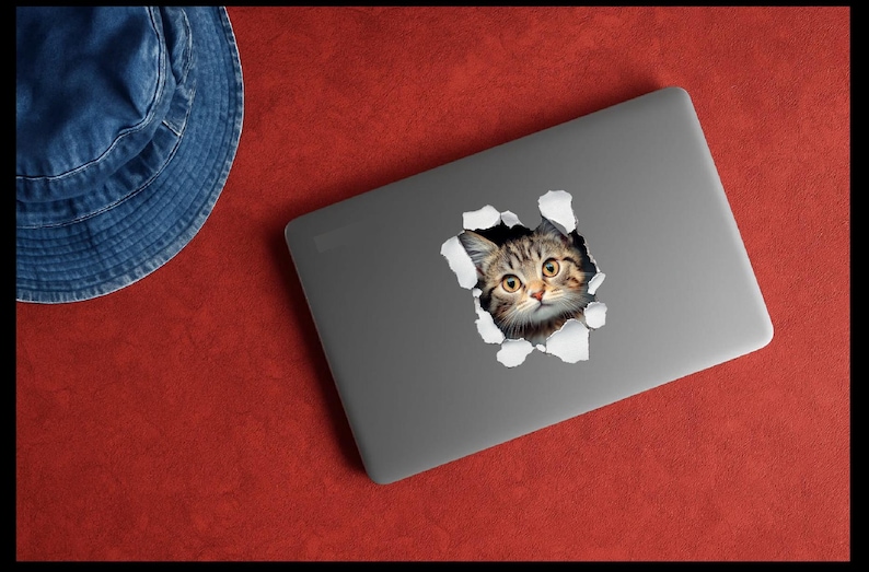 3D Cat Wall Sticker Vinyl Kitty Wall Hole Illusion Decor - Etsy