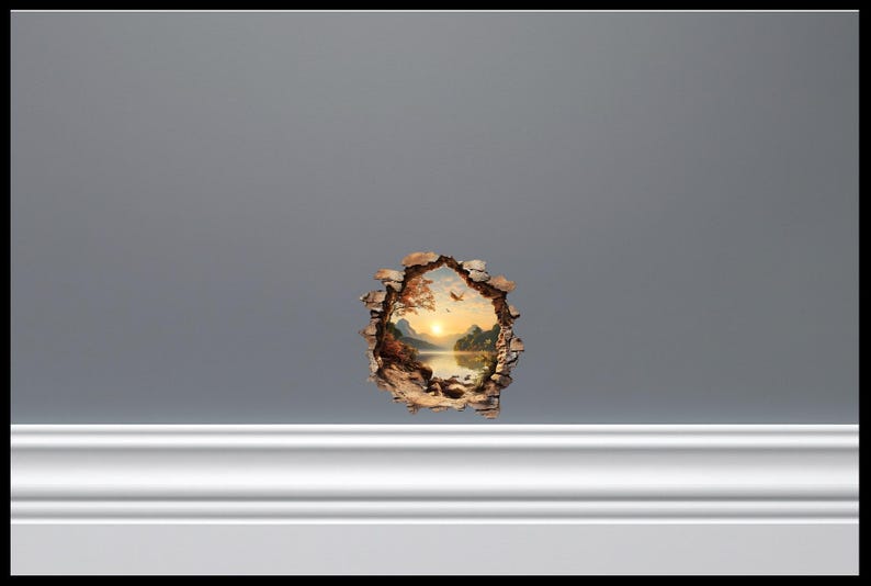 3D Sunset Lake Wall Hole Sticker Fantasy Nature Wall Decor - Etsy