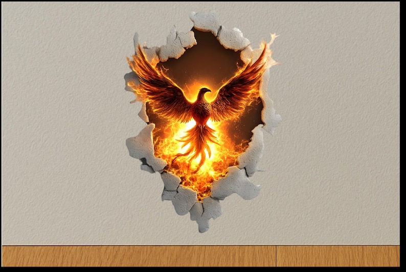 3D Phoenix Fire Wall Hole Sticker Fantasy Flame Wall Decor - Etsy Australia