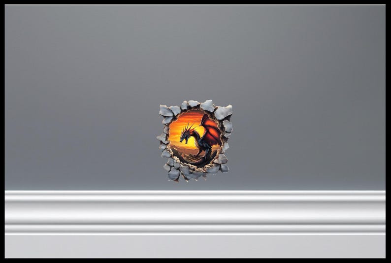 Sunscale Dragon 3D Wall Hole Fire Fantasy Decor - Etsy