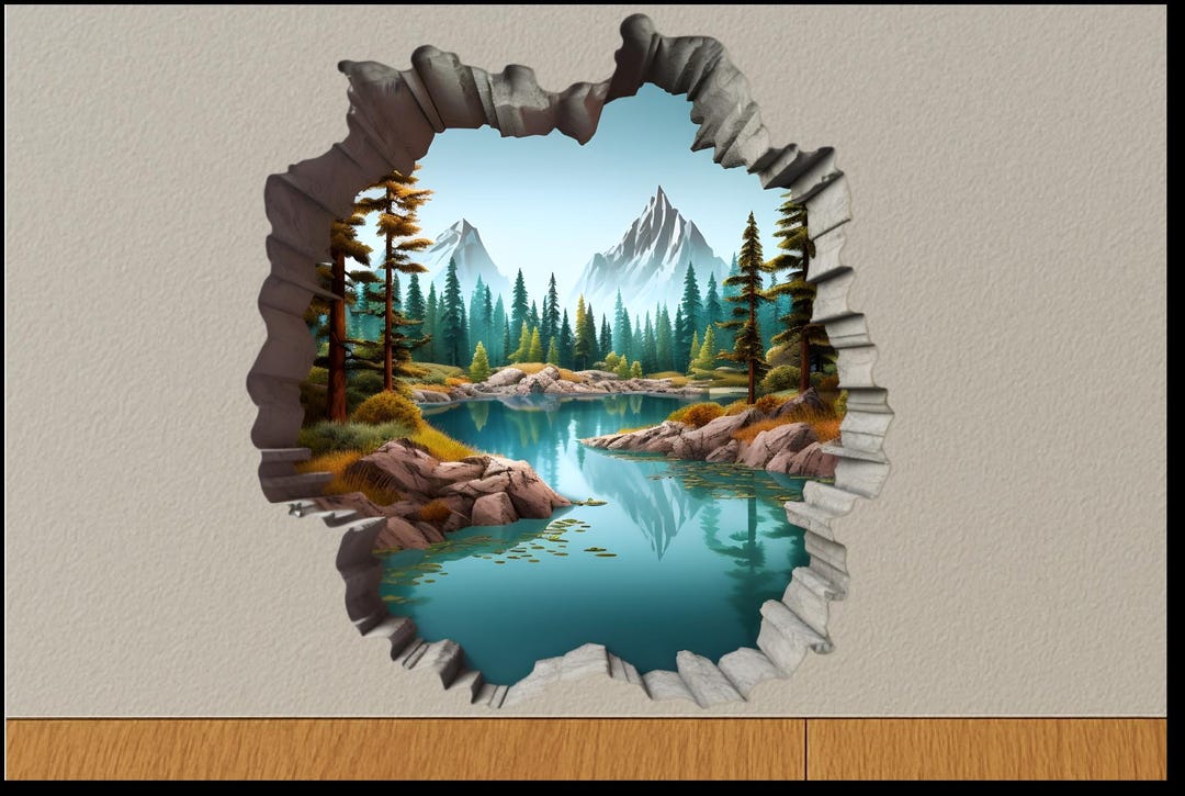 Forest & Mountain Wall Sticker 3D Nature Vinyl Decal Home Art - Etsy