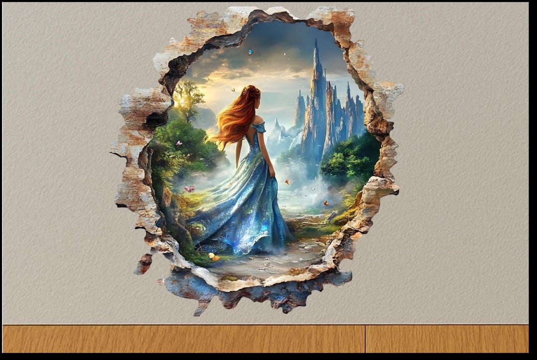 3D Fairytale Princess Landscape Wall Hole Sticker Fantasy Decor - Etsy