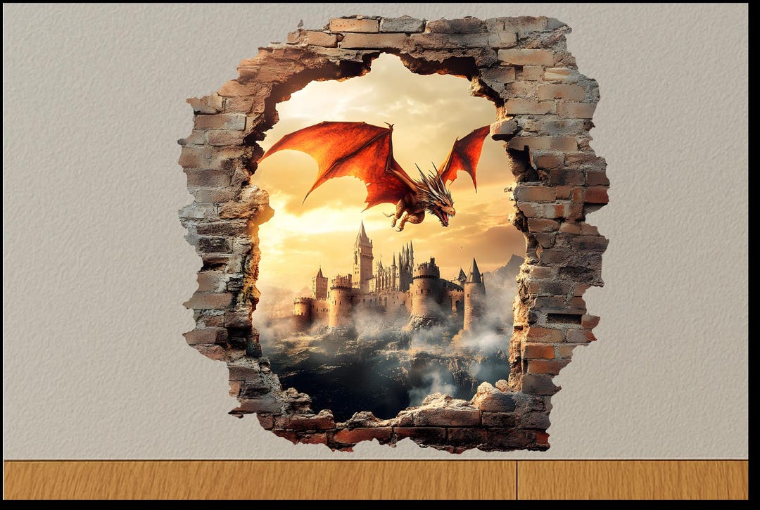 Sunfall Citadel Dragon 3D Wall Hole Castle Fantasy Decor - Etsy