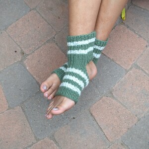 Yoga Socks Handknit Toeless Socks Flip Flop Wool Socks Green - Etsy