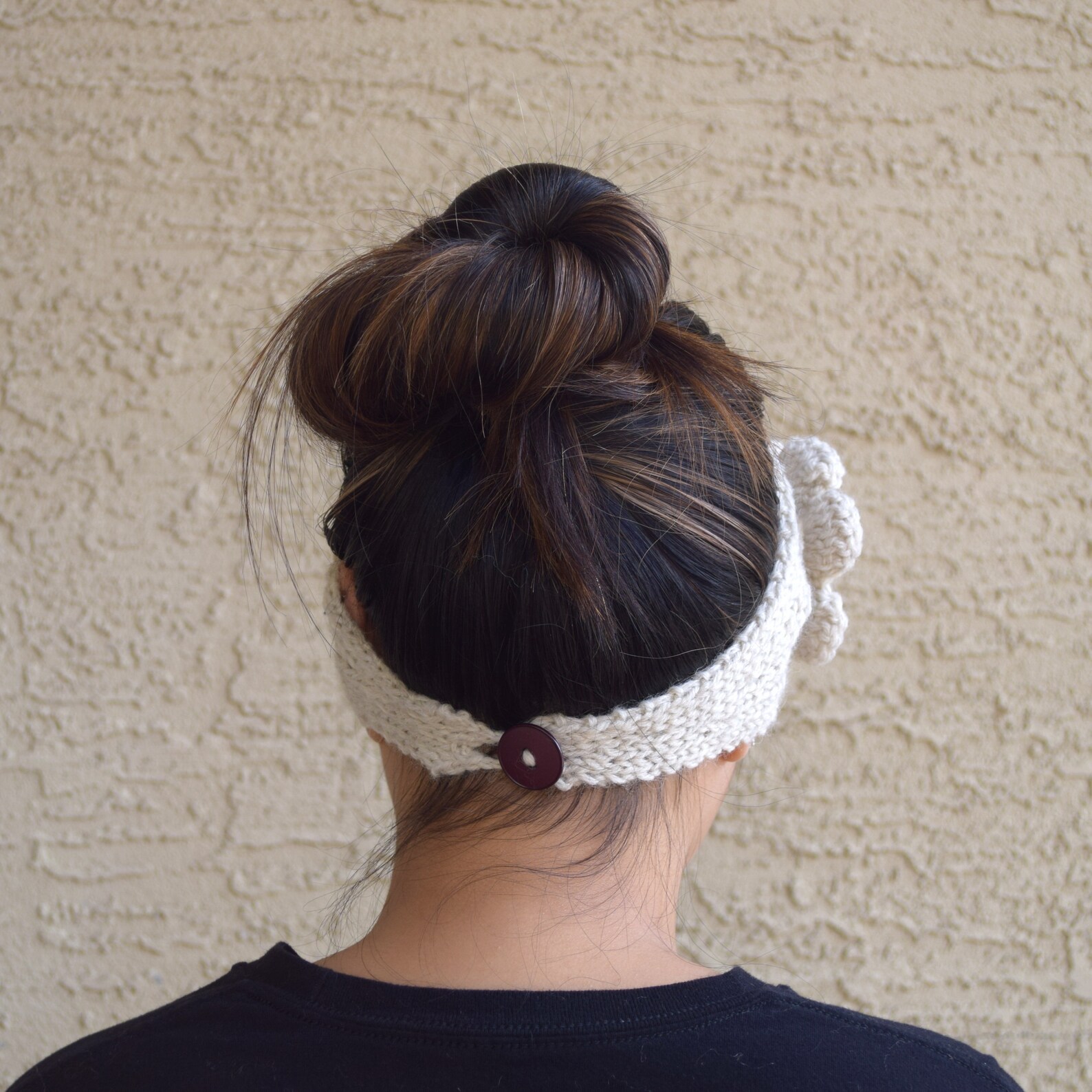 Knit headband with crochet flower warm headpiece knitted ear | Etsy