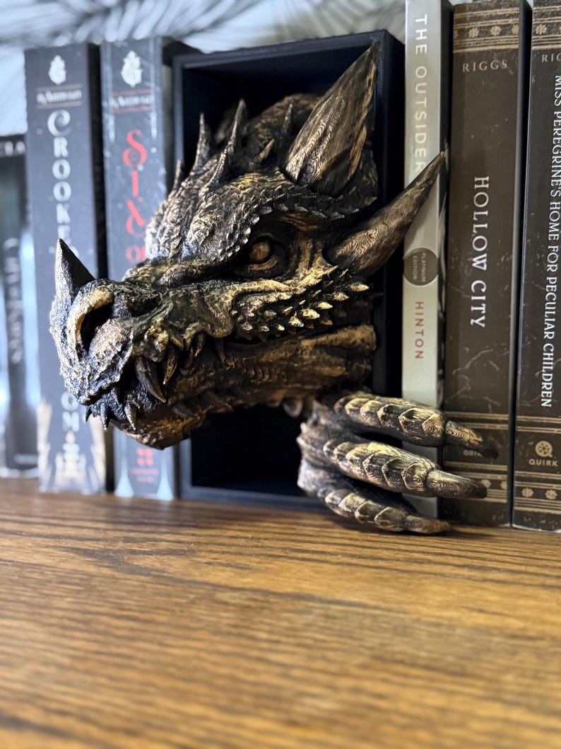 3D Printed Dragon Book Nook | Fantasy Bookshelf Insert Decor - Etsy
