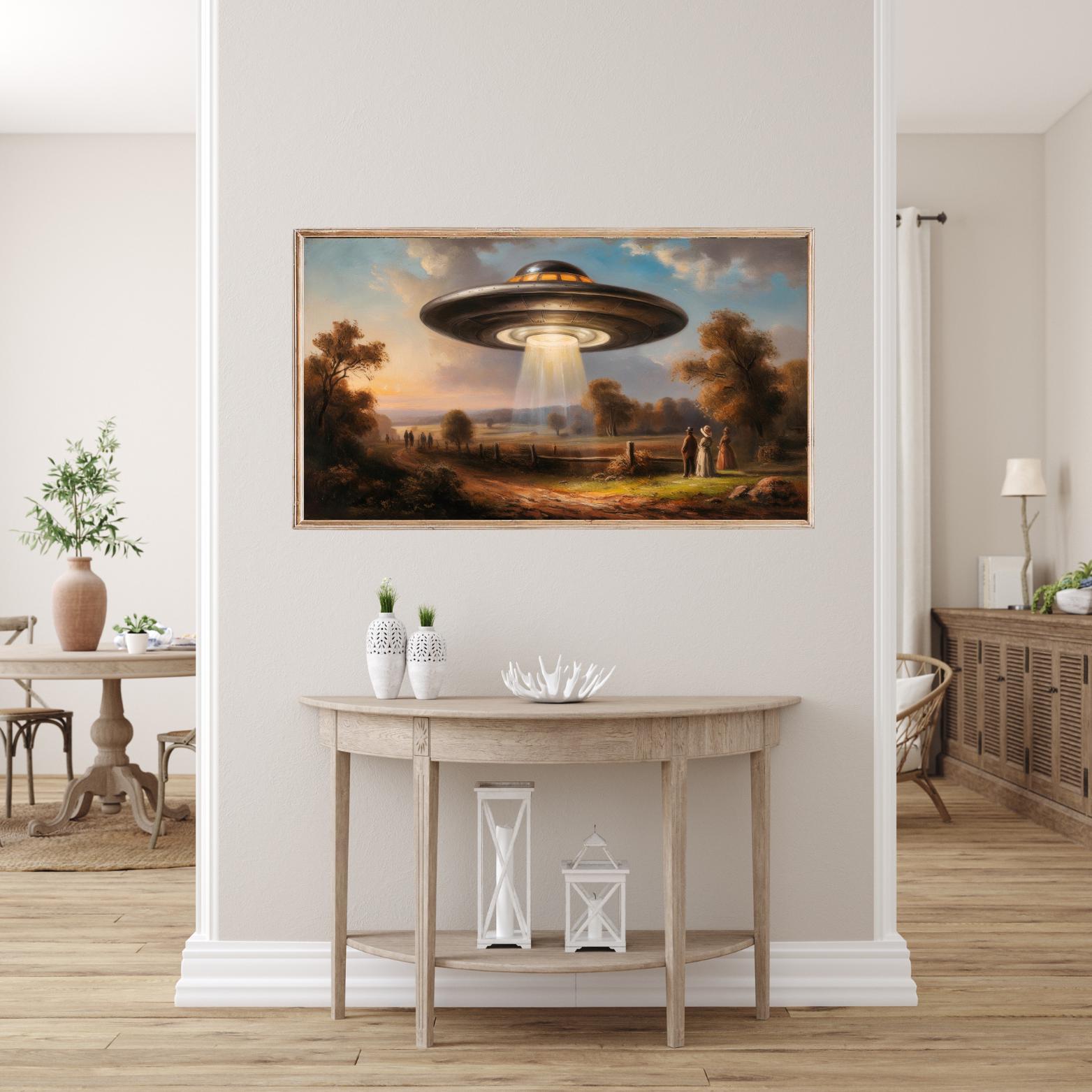 Samsung Frame TV Victorian UFO Landscape Art | Surreal UFO & Alien ...