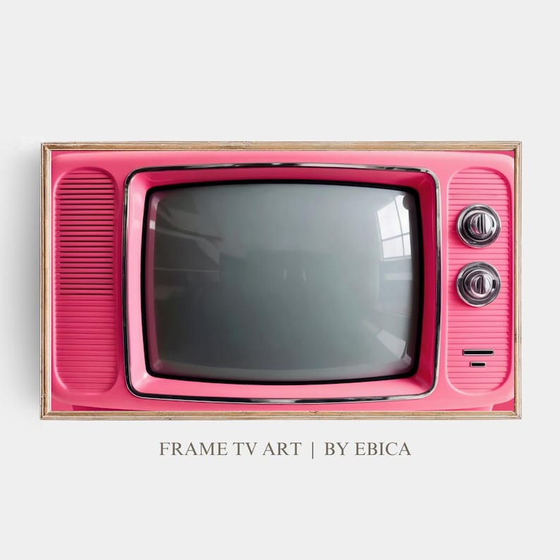 Vintage Samsung Frame TV Art | Retro Pink Television Photo Image ...