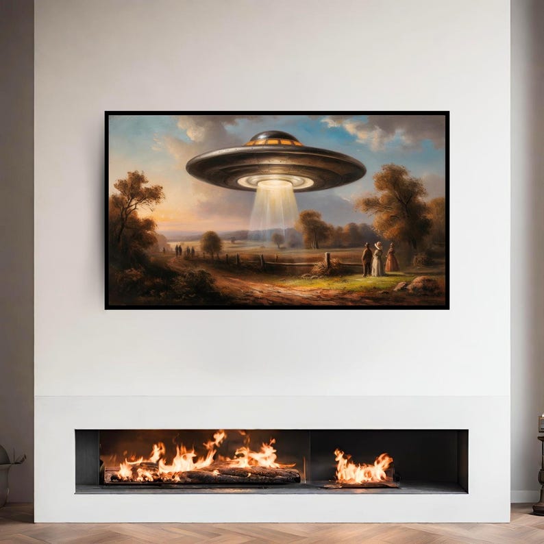 Samsung Frame TV Victorian UFO Landscape Art | Surreal UFO & Alien ...