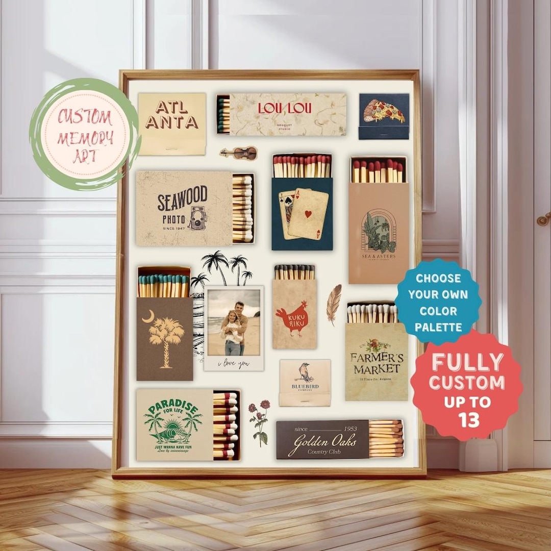 Custom Matchbook Art | Personalized Matchbox Poster | Matches Wall ...