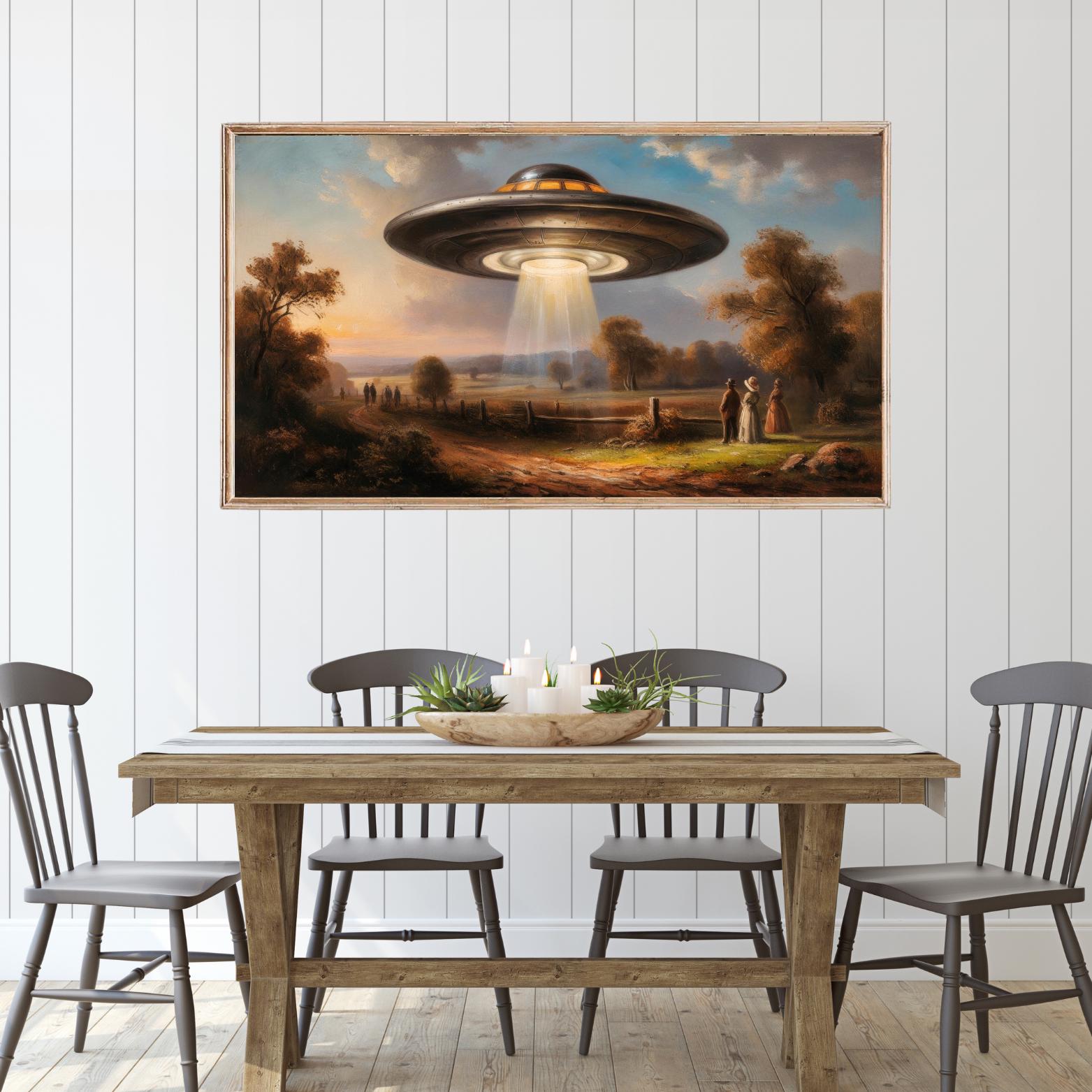 Samsung Frame TV Victorian UFO Landscape Art | Surreal UFO & Alien ...