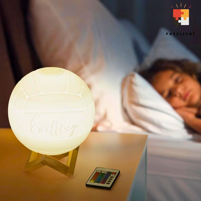 Custom Name 3D Volleyball Night Light: Sports Decor Lamp With Remote - Etsy