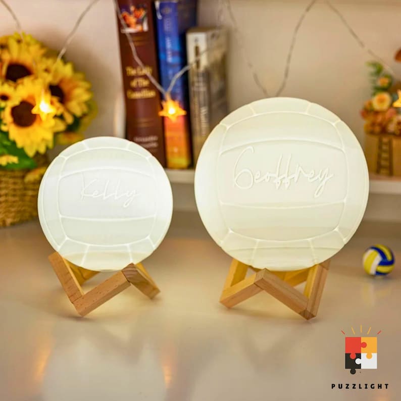 Custom Name 3D Volleyball Night Light: Sports Decor Lamp With Remote - Etsy