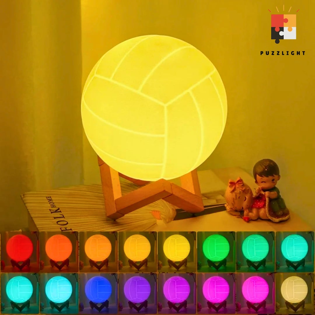 Custom Name 3D Volleyball Night Light: Sports Decor Lamp With Remote - Etsy