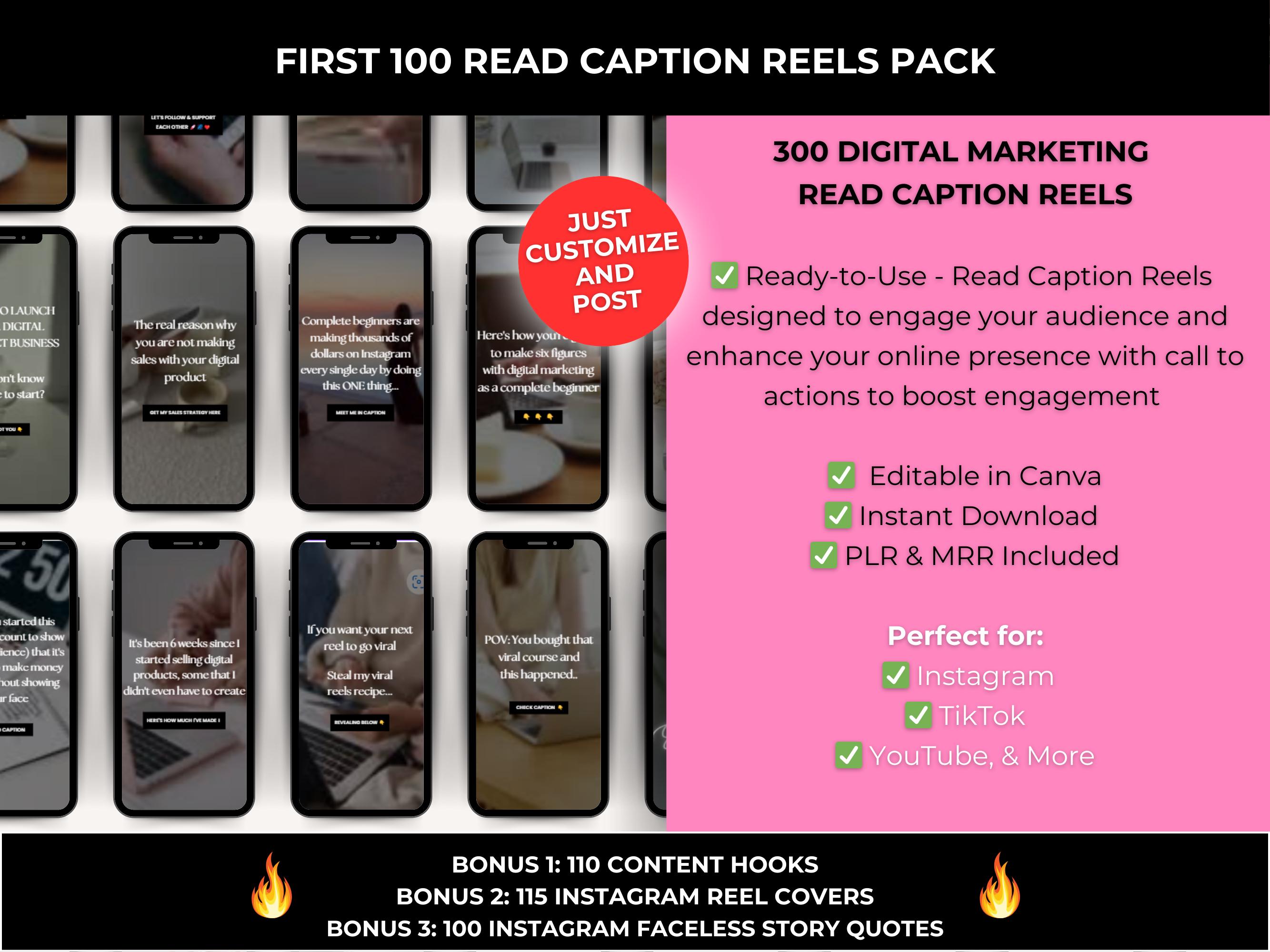 300 Faceless Instagram Reels With Read Caption, DFY Instagram Reels ...