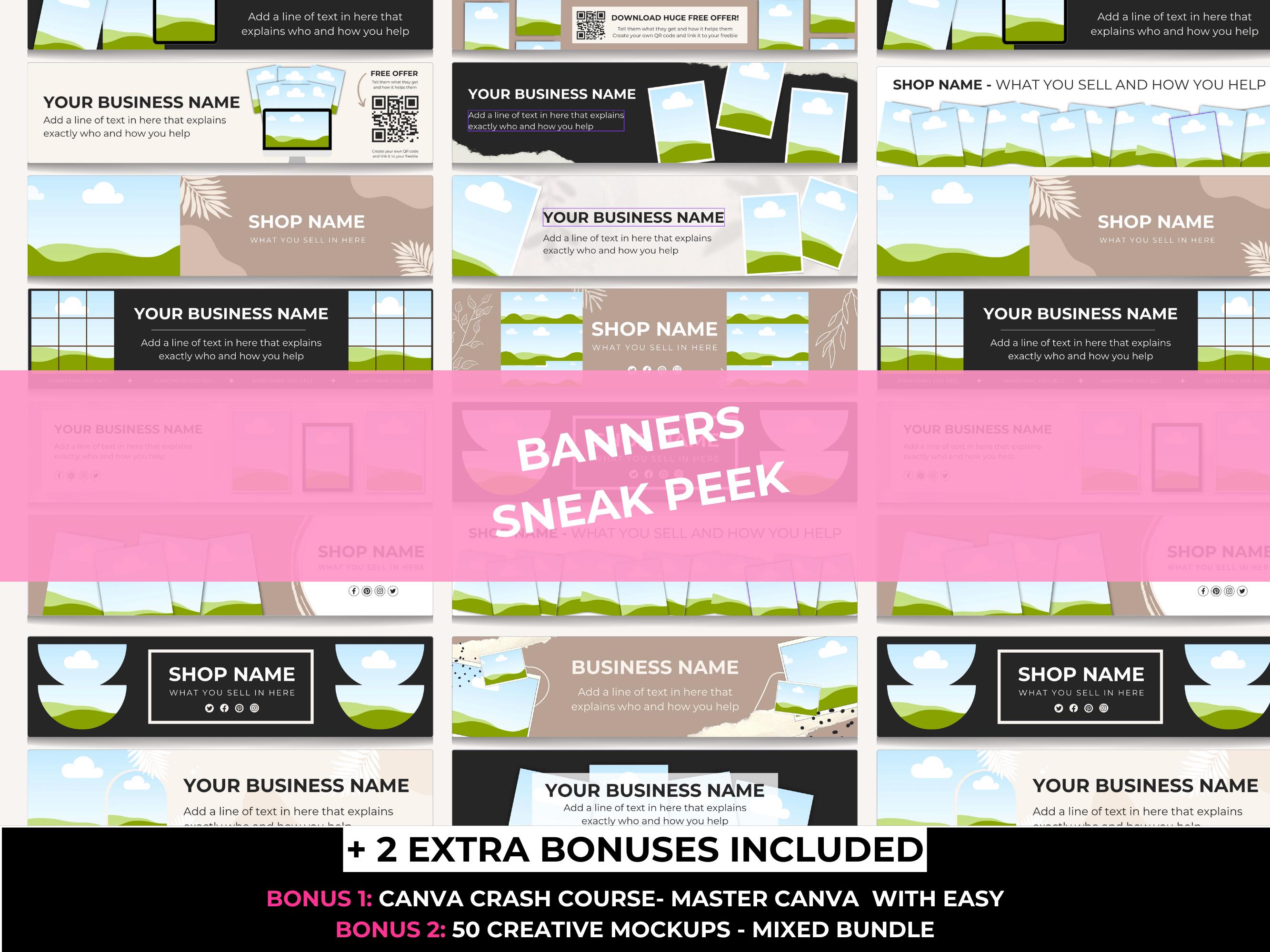 52 Etsy Shop Banner Templates, Canva Editable Mockups With Master ...