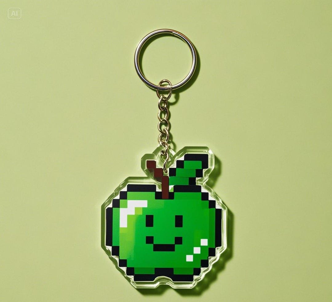 Pixel Green Apple Keychain Retro and Playful Accessory - Etsy