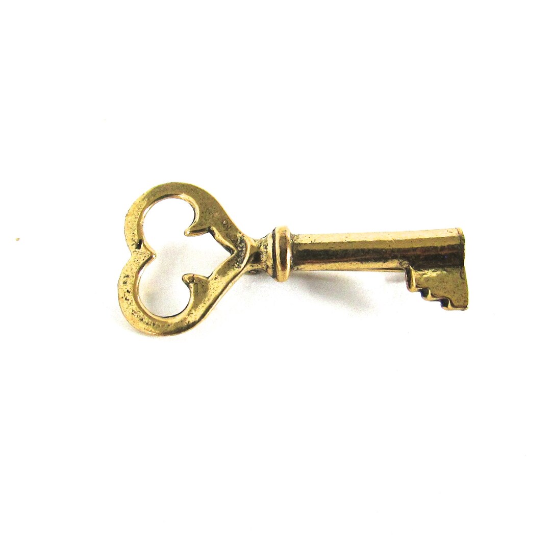 Gold Tone Skeleton Key Brooch Vintage Pin Victorian Style - Etsy