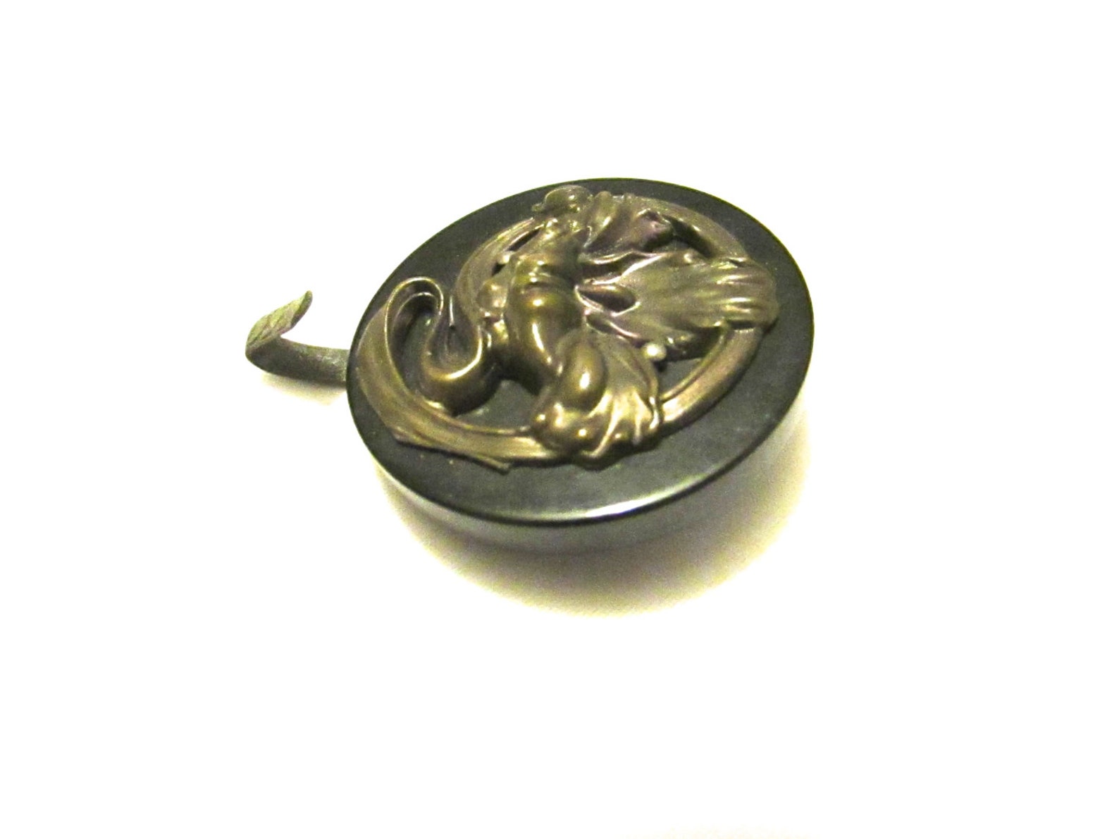 Bakelite Cloak Buckle Iris Lily Art Nouveau Assemblage Jewelry Supply ...