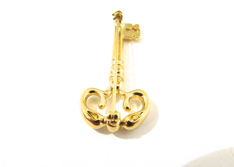 Gold Tone Skeleton Key Brooch Vintage Large Pin | Etsy