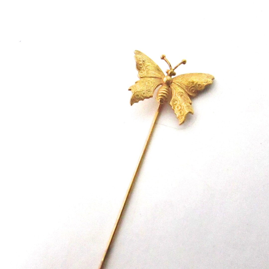Miriam Haskell Butterly Stick Pin Brooch Hat Vintage Gold Tone - Etsy