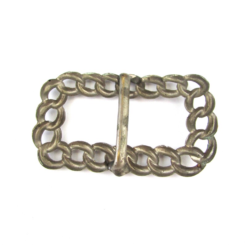 White Metal Buckle Chain Link Curb Steampunk Jewelry Supply Assemblage ...