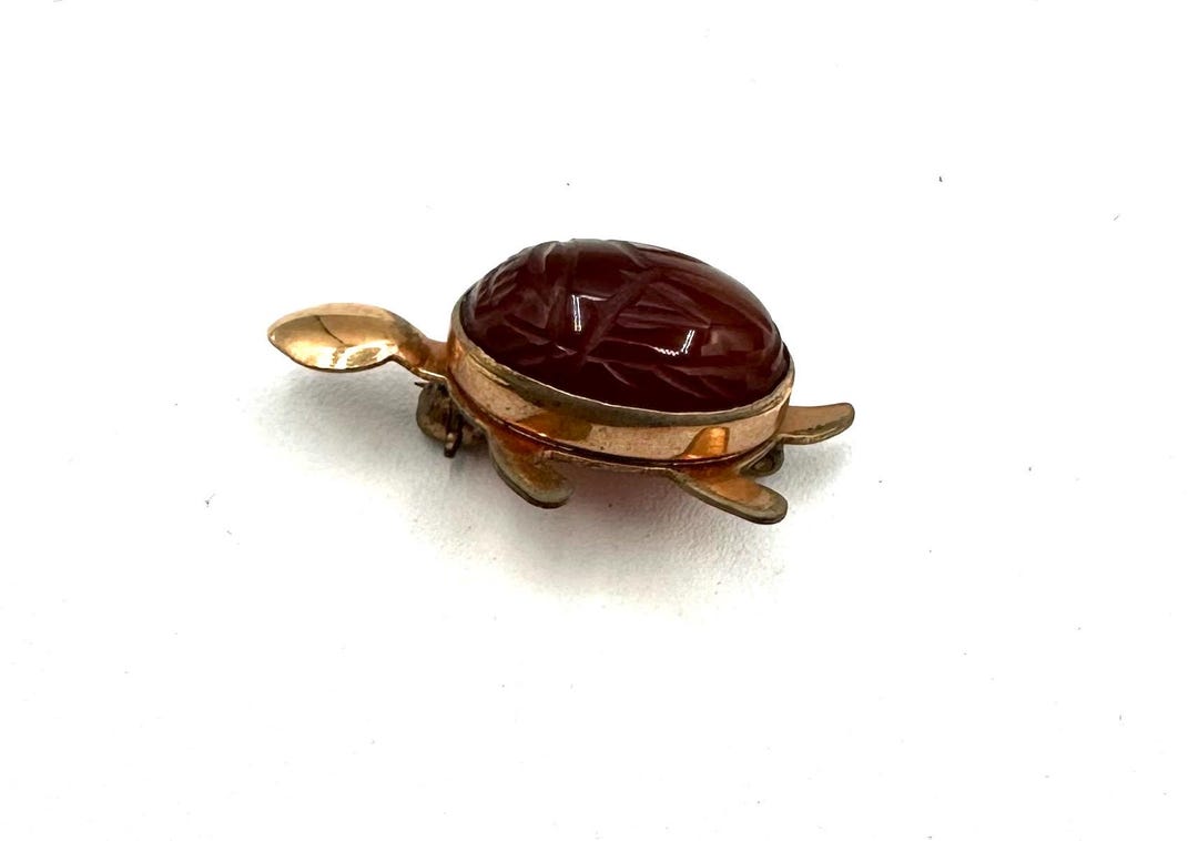 Scarab Beetle Turtle Brooch Pin Vintage Carnelian Petite WRE - Etsy
