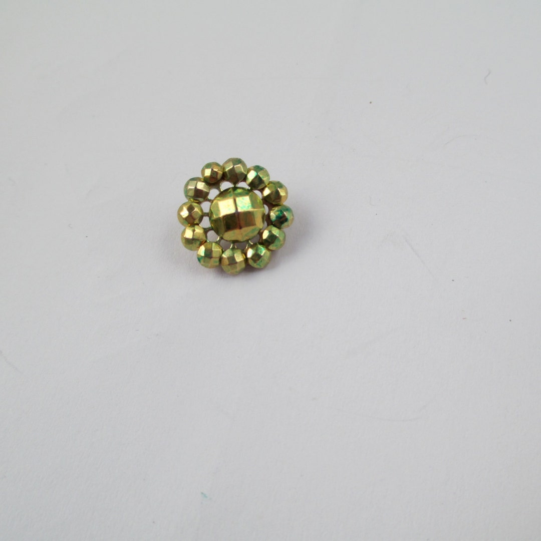 Rare Green Yellow Cut Steel Button Tinted Riveted 1800's Yellow 1pc ...