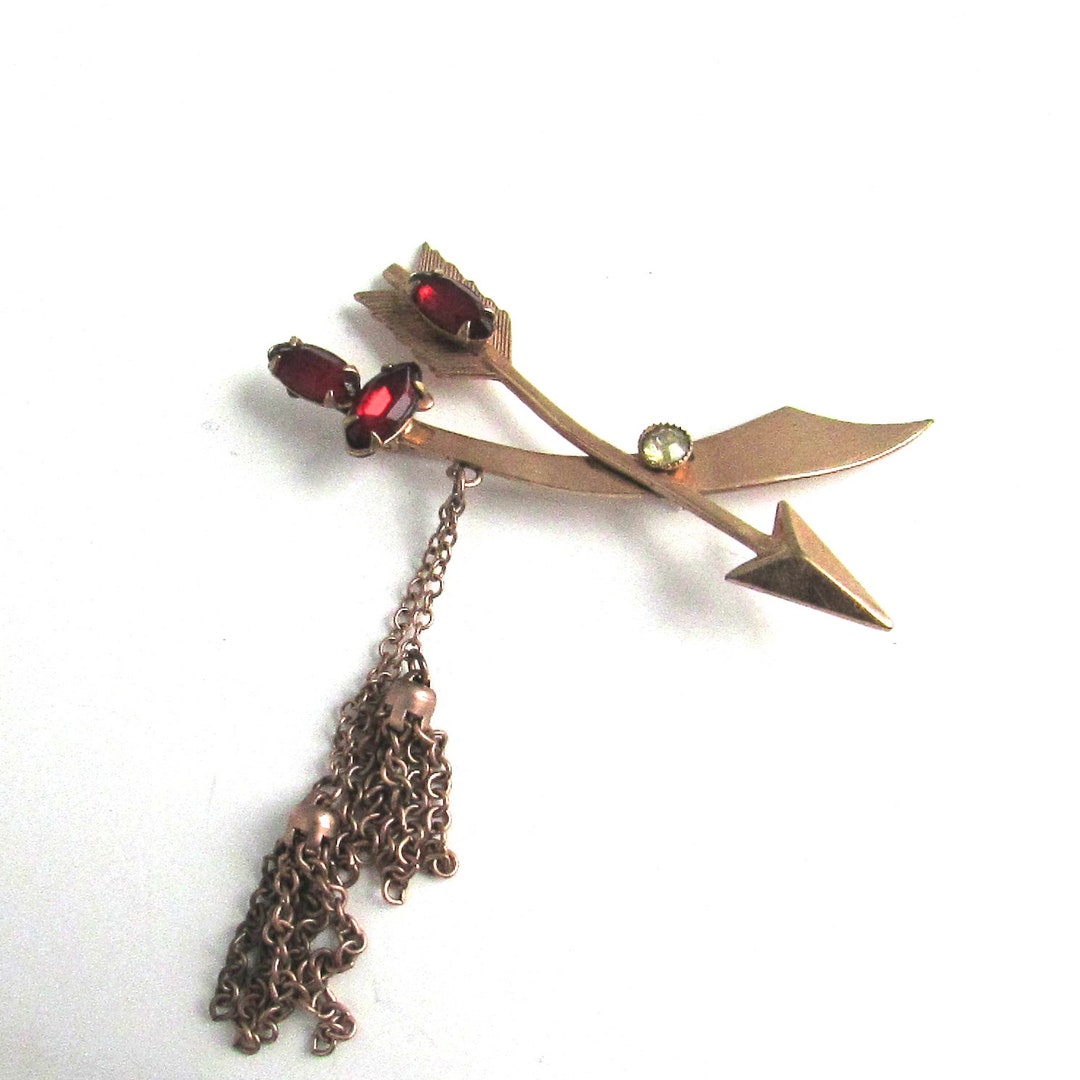 Rose Gold Tone Sword Arrow Brooch Pin Chatelaine Tassel Dangle - Etsy