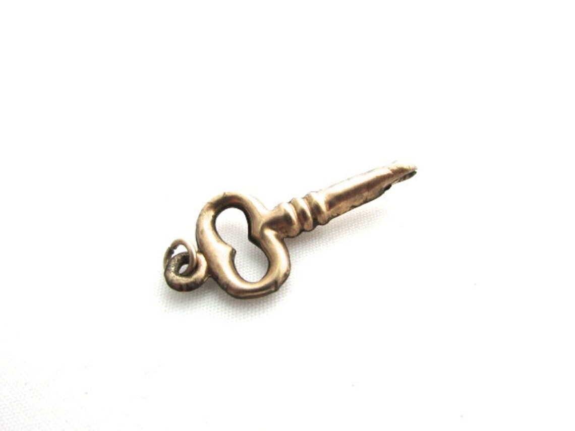 Victorian Skeleton Key Puffy Charm Vintage Antique Gold Filled | Etsy