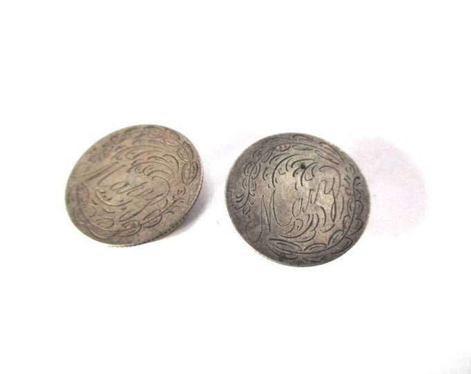 Love Token Cuff Links Buttons Mary Silver Georgian Victorian - Etsy