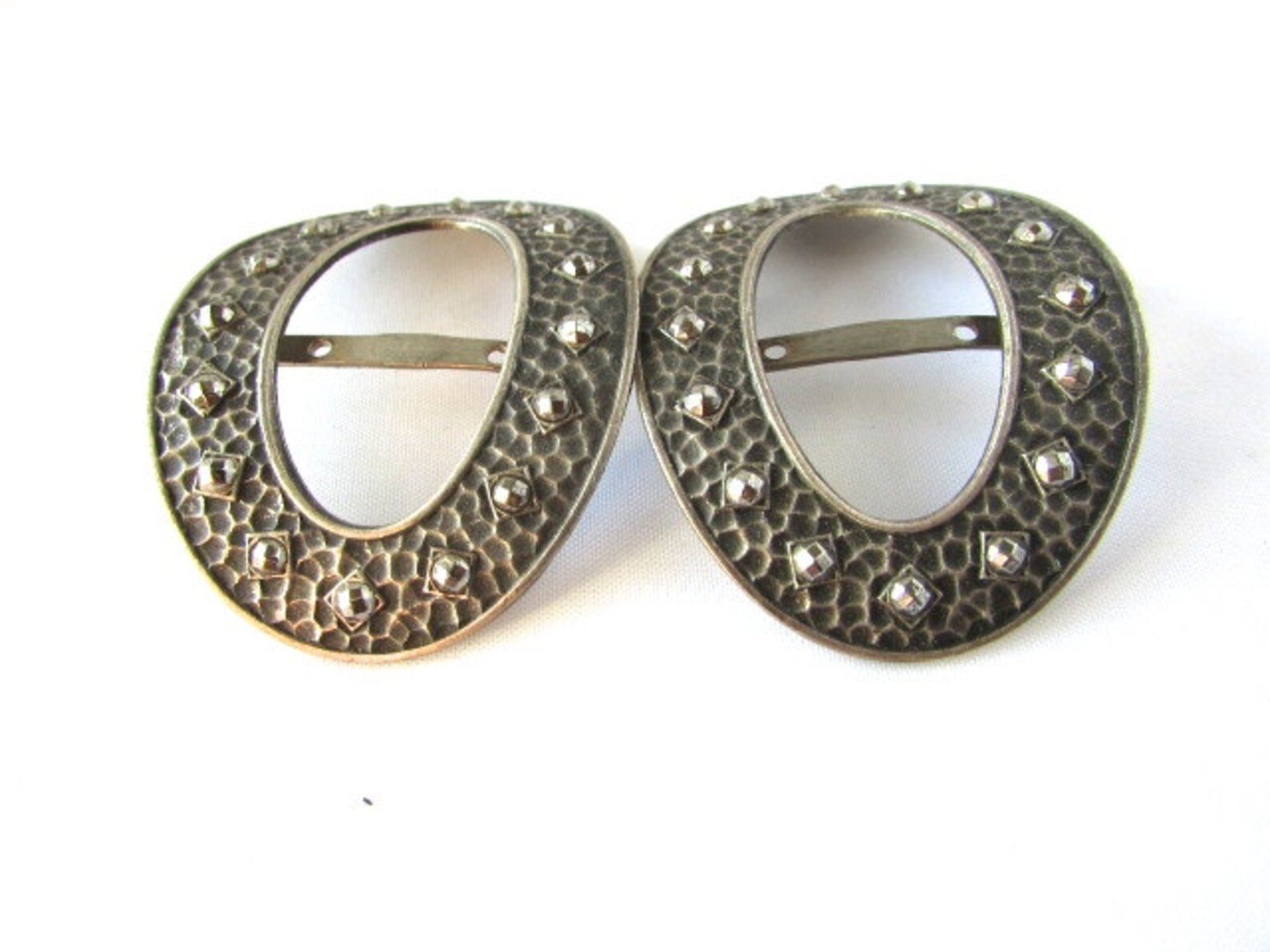 French Cut Steel Shoe Buckles Clips France Hand Hammered | Etsy