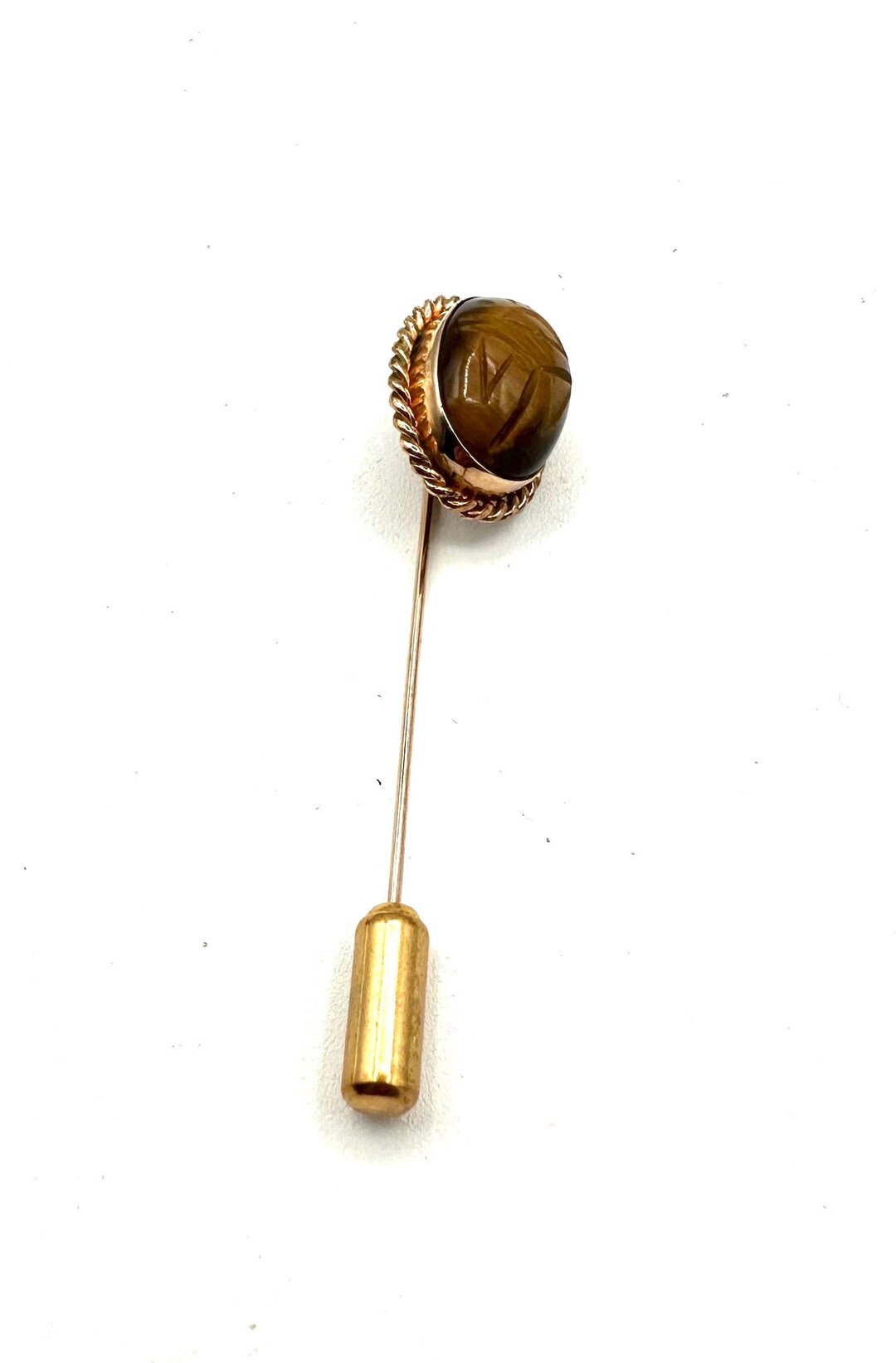 Winard Scarab Stick Pin Brooch Vintage Gold Filled Tigers Eye - Etsy